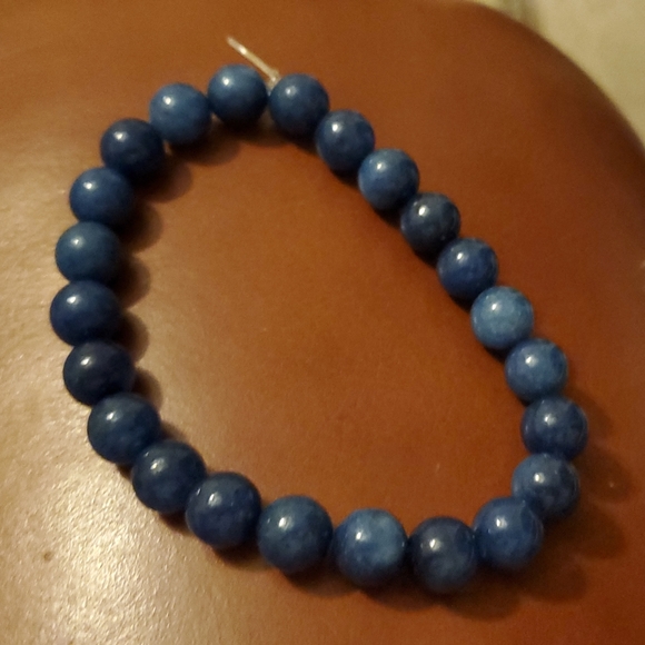 Jewelry | 1mm Round Dark Blue Jade Handmade Stretch Bracelet | Poshmark
